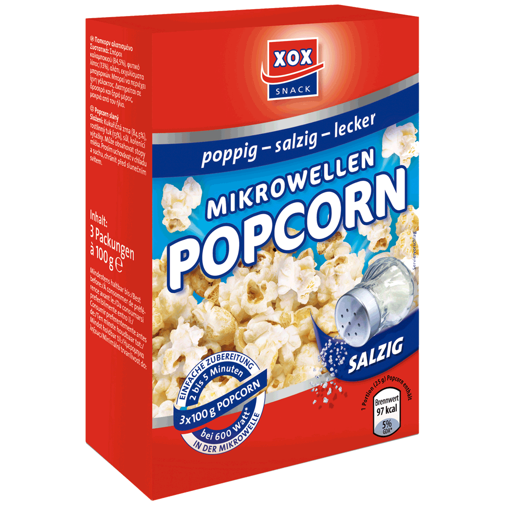 XOX Mikrowellen Popcorn salzig 300g - XOX Group